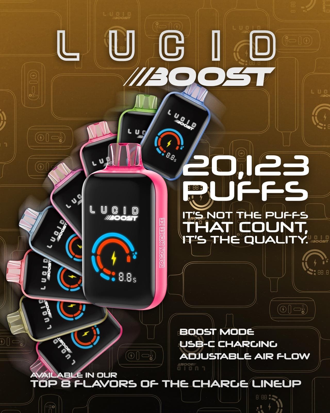 ¡New! LUCID BOOST 20K PUFFS SMART FULL HD SCREEN – Disposable - JohnVapes