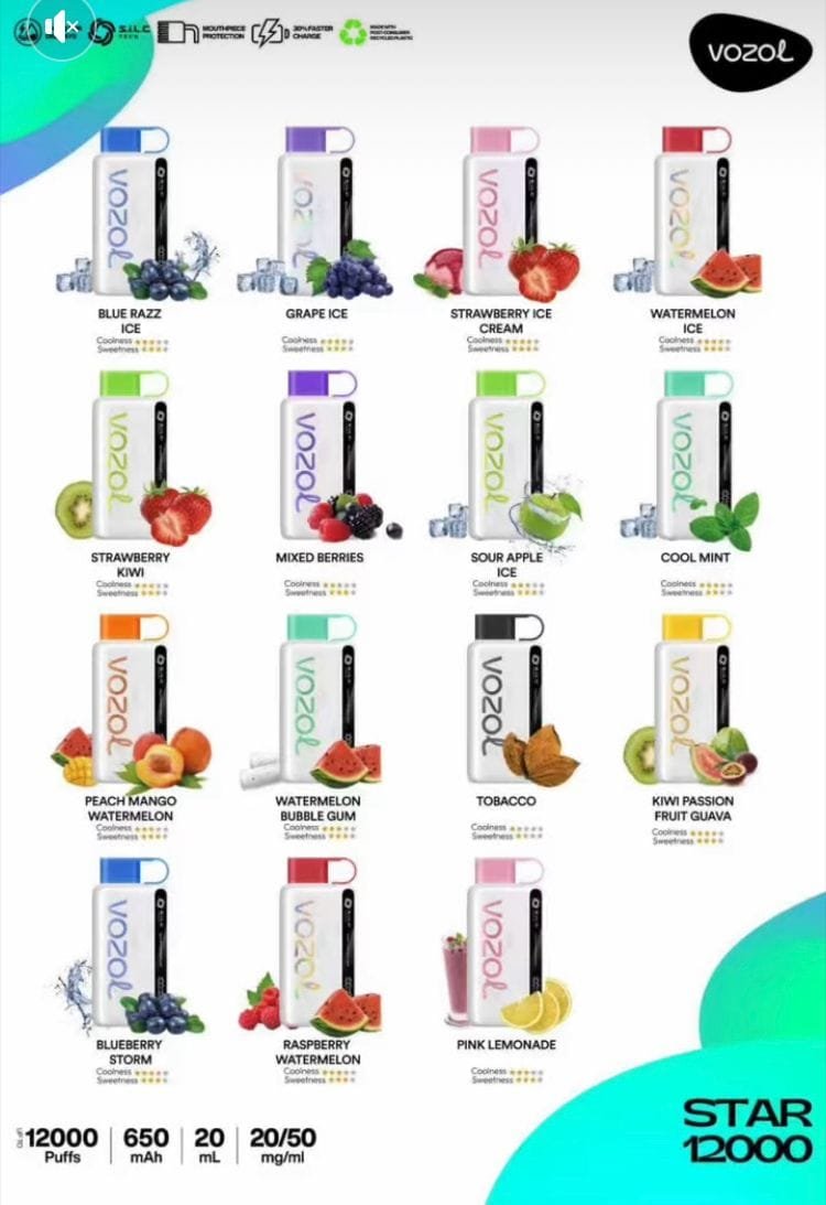 Ξ VOZOL STAR 12K LED – Disposable - JohnVapes